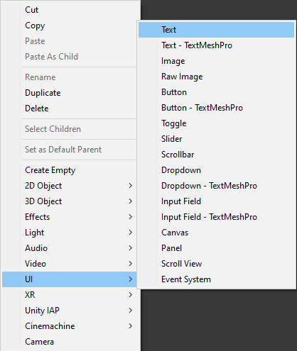 Unity создает новый текст пользовательского интерфейса